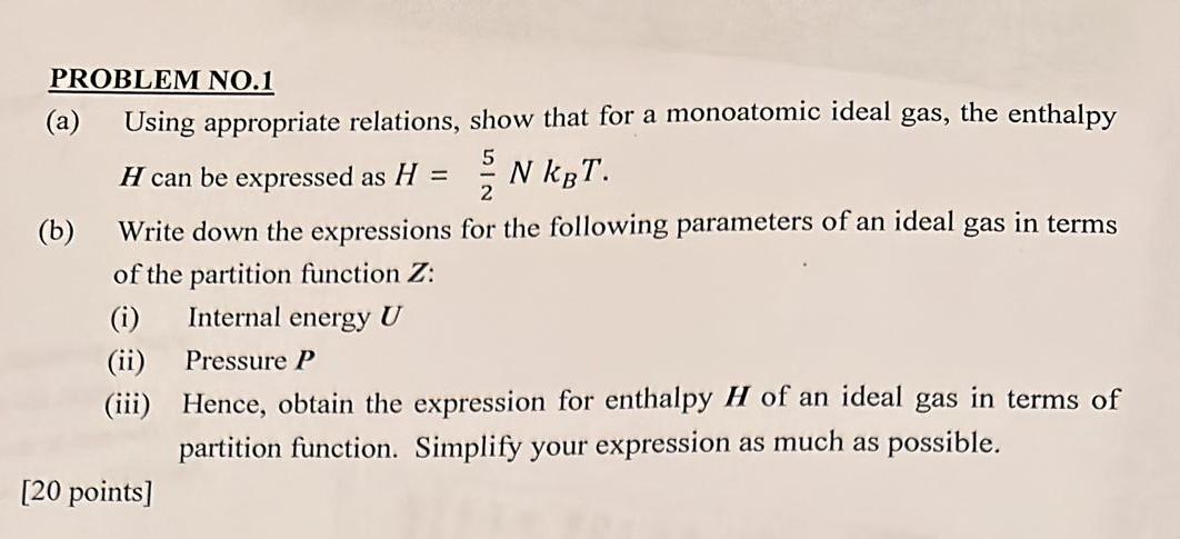 Solved PROBLEM NO.1 (a) Using appropriate relations, show | Chegg.com