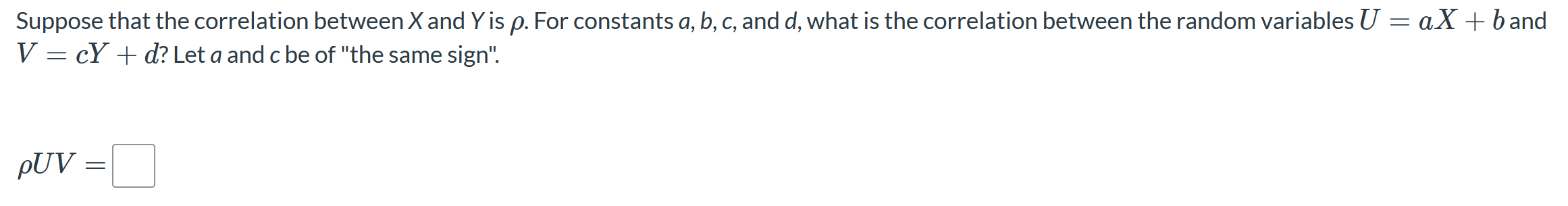 Solved Suppose that the correlation between x ﻿and Y ﻿is ρ. | Chegg.com