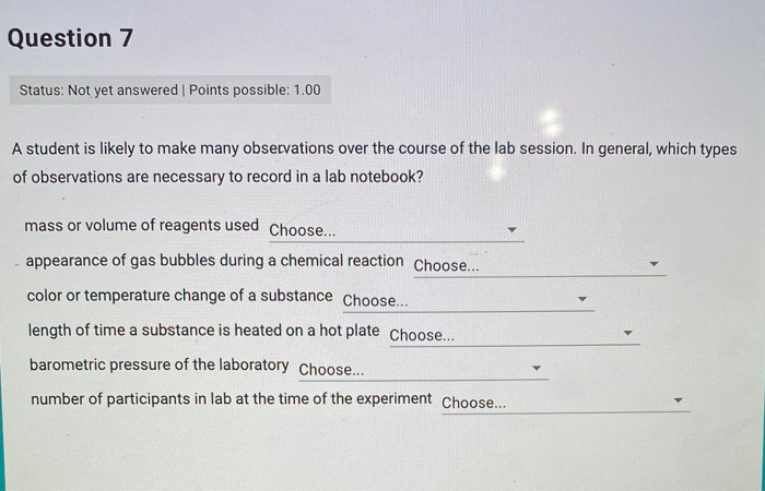 Question 7 Status: Not yet answered Points possible: | Chegg.com