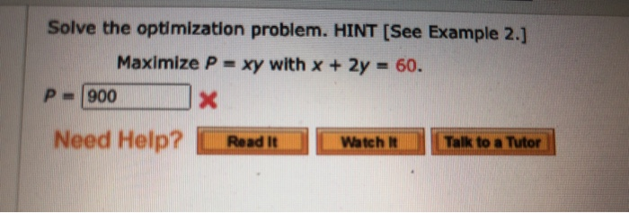 Solved Solve the optimization problem. HINT (See Example 2.] | Chegg.com