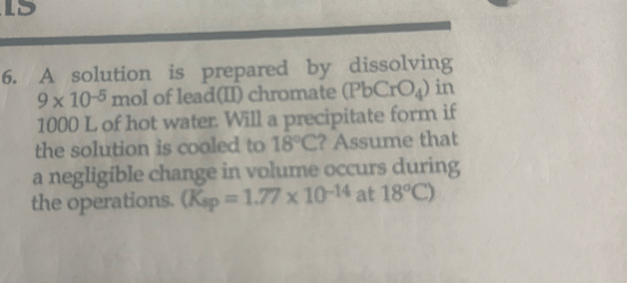 Solved A solution is prepared by dissolving 9×10-5mol of | Chegg.com