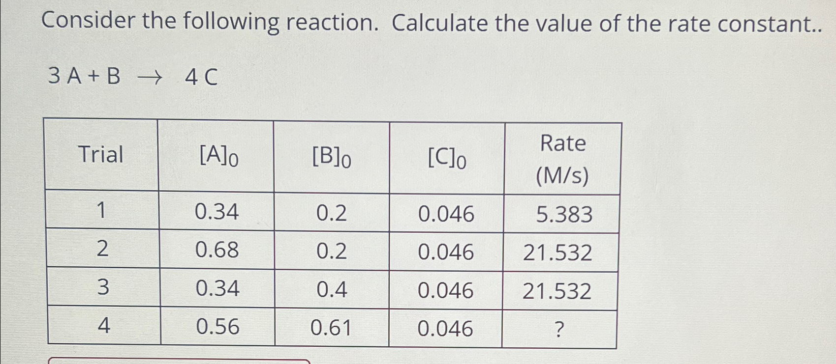 Solved Consider the following reaction. Calculate the value | Chegg.com