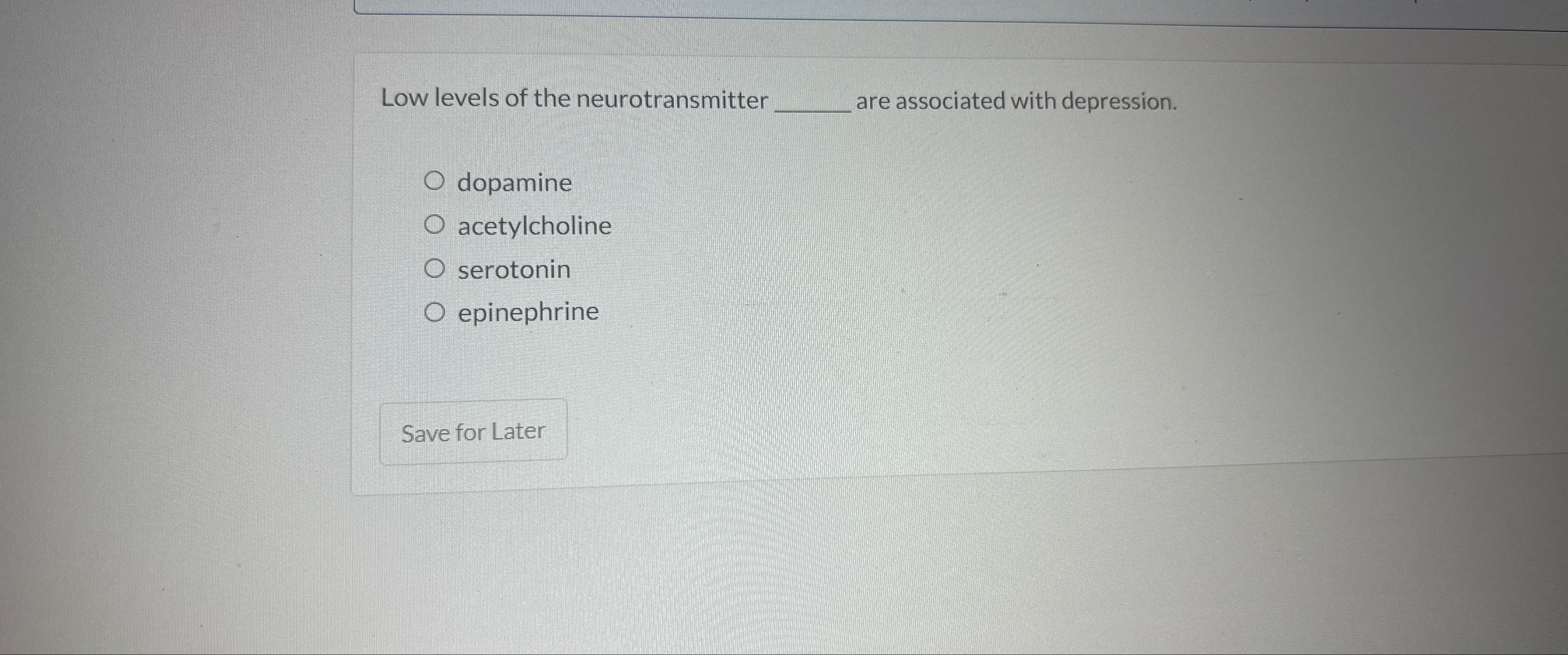 Solved Low levels of the neurotransmitter are associated | Chegg.com