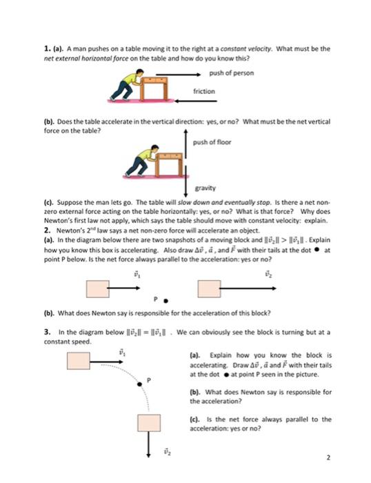 Solved 1. (a). A man pushes on a table moving it to the | Chegg.com