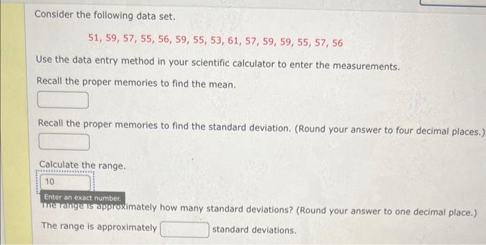 Solved Consider the following data set. | Chegg.com