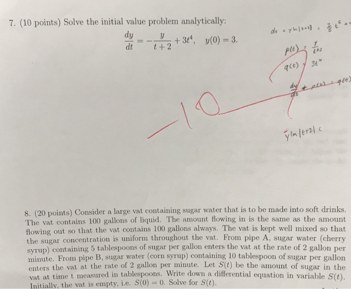 Solved 7. (10 points) Solve the initial value problem | Chegg.com
