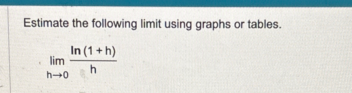 Solved Estimate the following limit using graphs or | Chegg.com