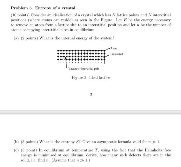 Problem 5. Entropy of a crystal (10 points) Consider | Chegg.com