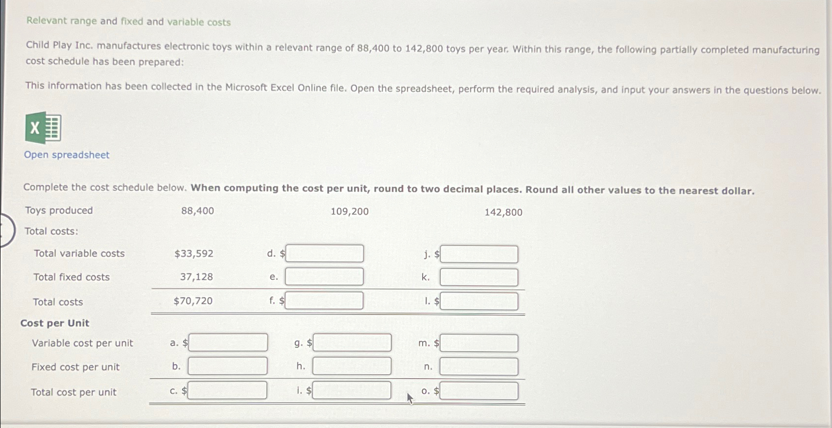 Solved Relevant range and fixed and variable costsChild Play | Chegg.com