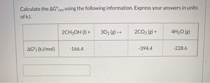 Solved Calculate the AG rxn using the following information. | Chegg.com