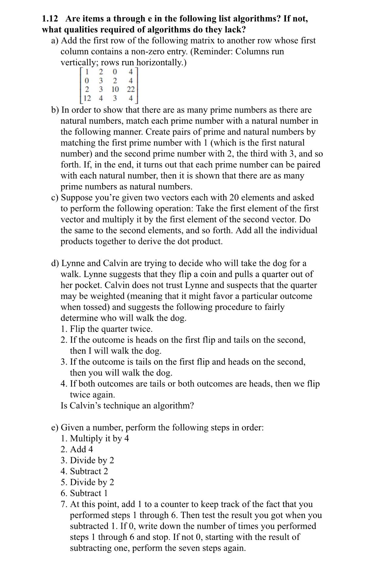 Solved 1.12 ﻿Are items a through e ﻿in the following list | Chegg.com