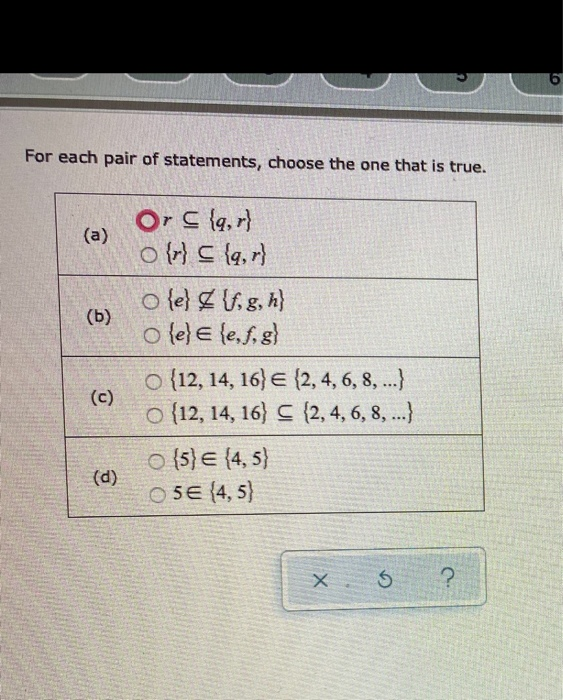 Solved For each pair of statements, choose the one that is | Chegg.com