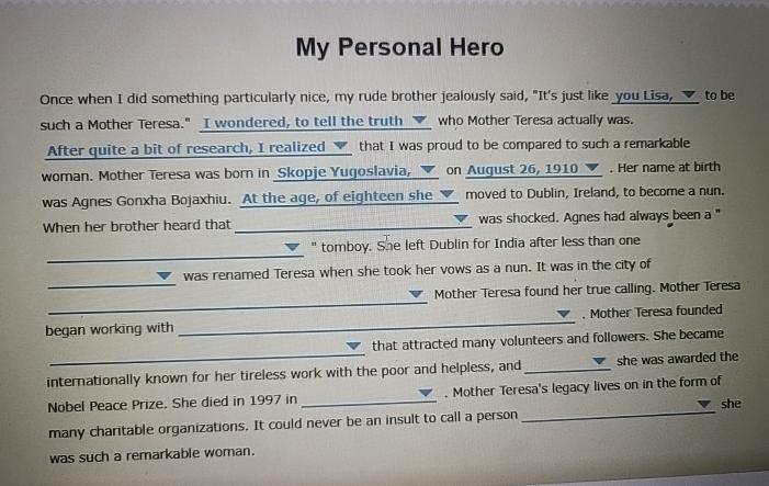 Solved My Personal HeroOnce when I did something | Chegg.com
