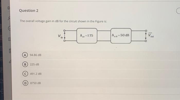 Solved The overall voltage gain in dB for the circuit shown | Chegg.com