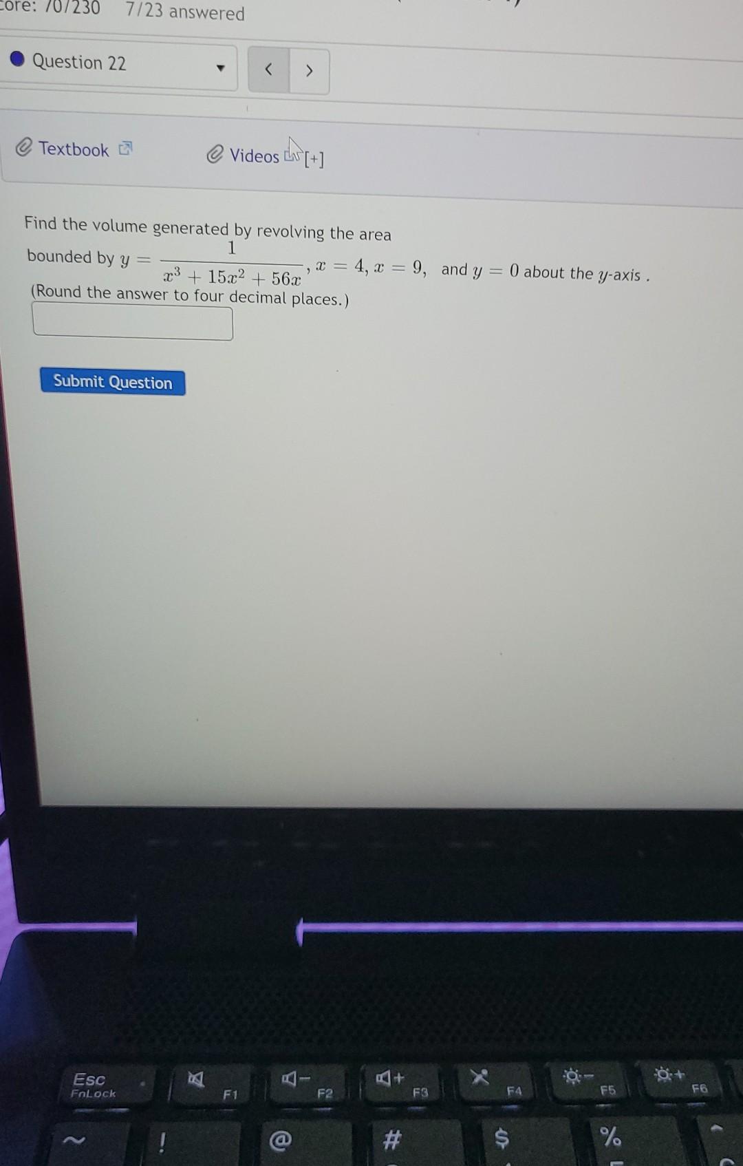 Solved Find the volume generated by revolving the area | Chegg.com