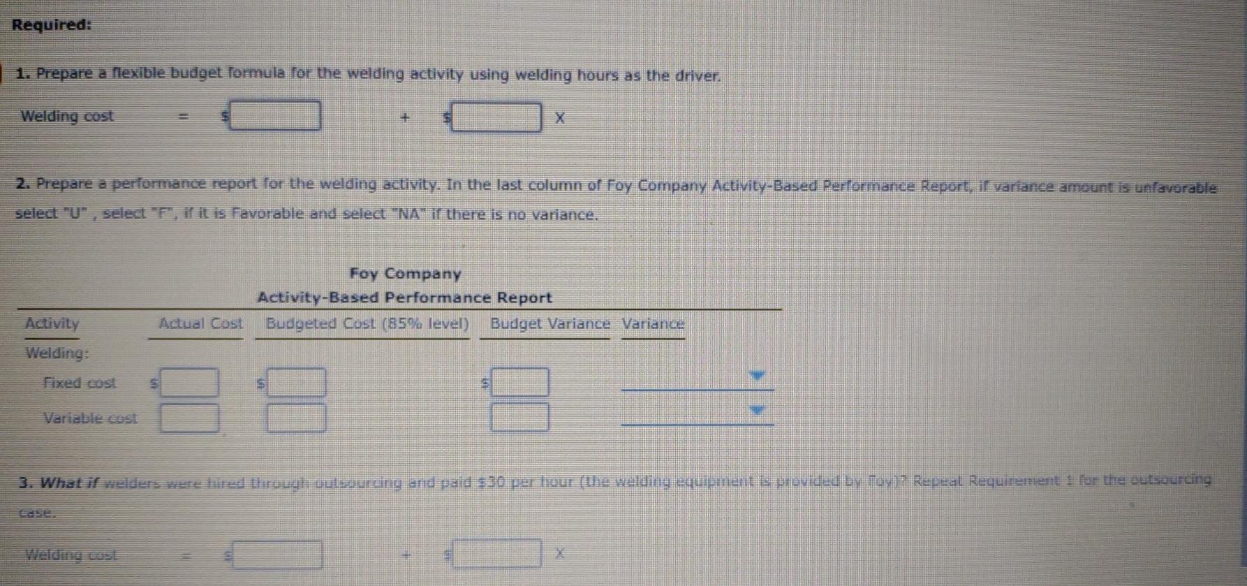 Solved Activity-Based Flexible Budgeting Foy Company has a | Chegg.com Solved Activity-Based Flexible Budgeting Foy Company has a | Chegg.com