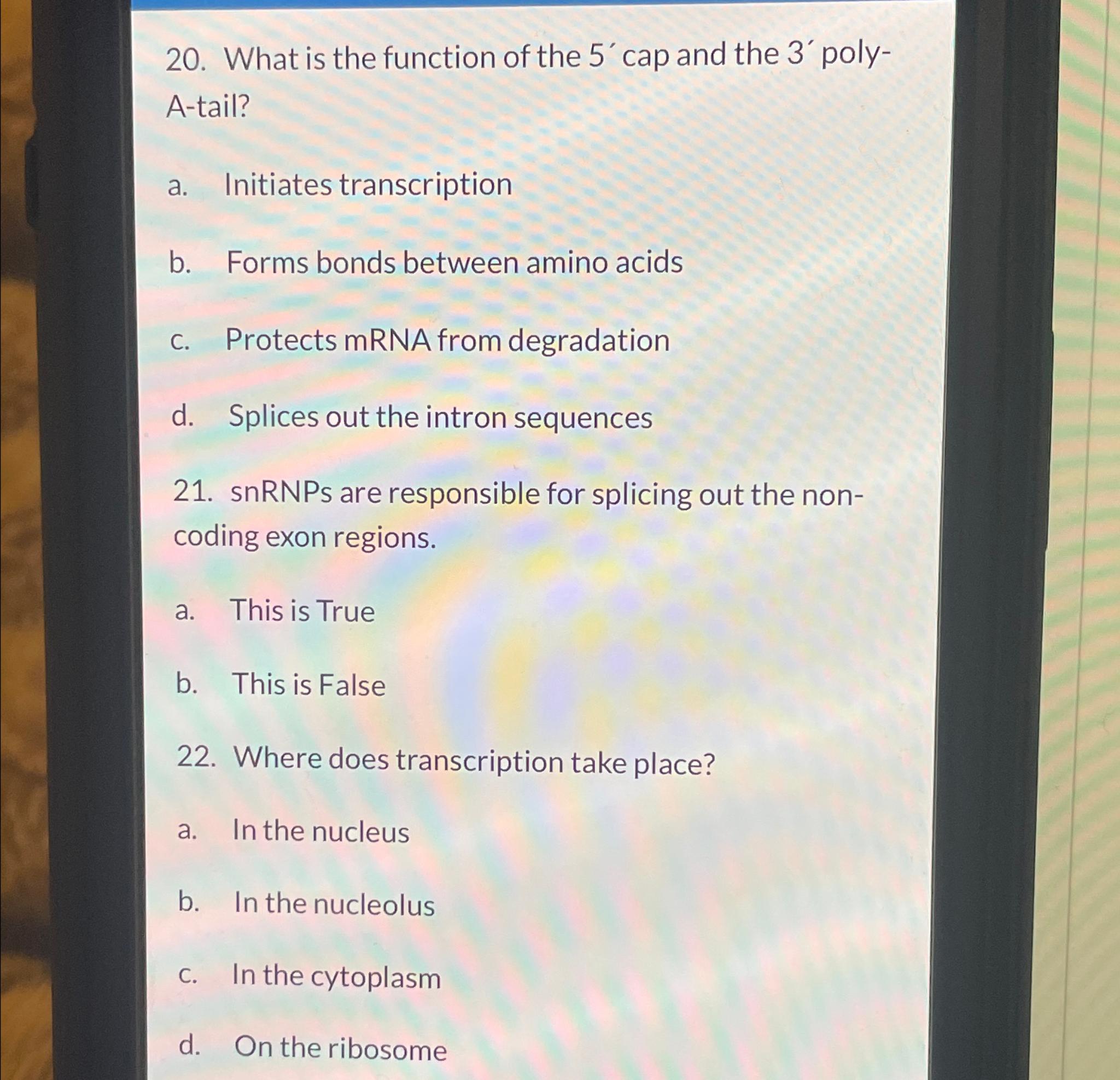Solved What is the function of the 5' ﻿cap and the 3' | Chegg.com