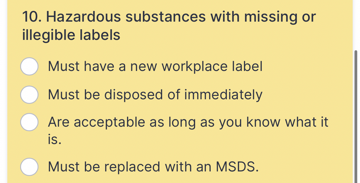 Solved Hazardous substances with missing or illegible | Chegg.com