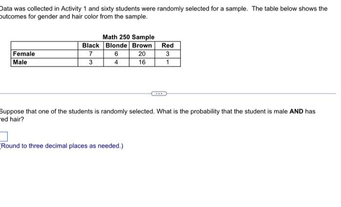 Solved Data was collected in Activity 1 and sixty students | Chegg.com
