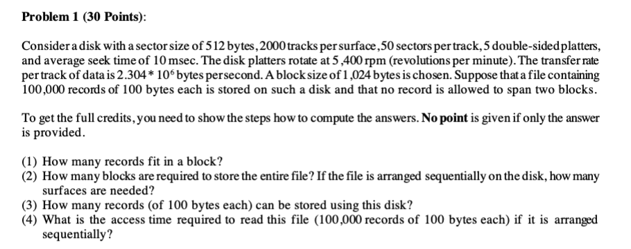 Solved Problem1based On Catch Up Class Storing Data Disks 