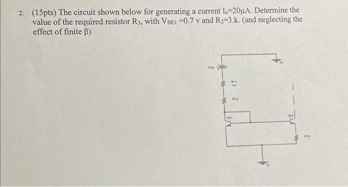 Solved 2. (15pts) The circuit shown below for generating a | Chegg.com