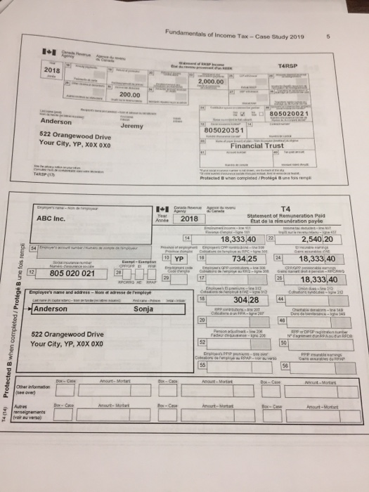 Fundaentals of Income Tax-Case Study 2019 Case Study | Chegg.com