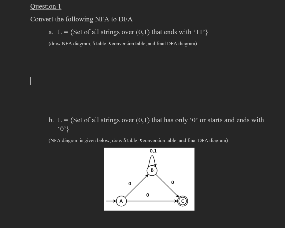 Solved Question 1Convert the following NFA to DFAa. ﻿ Set of | Chegg.com