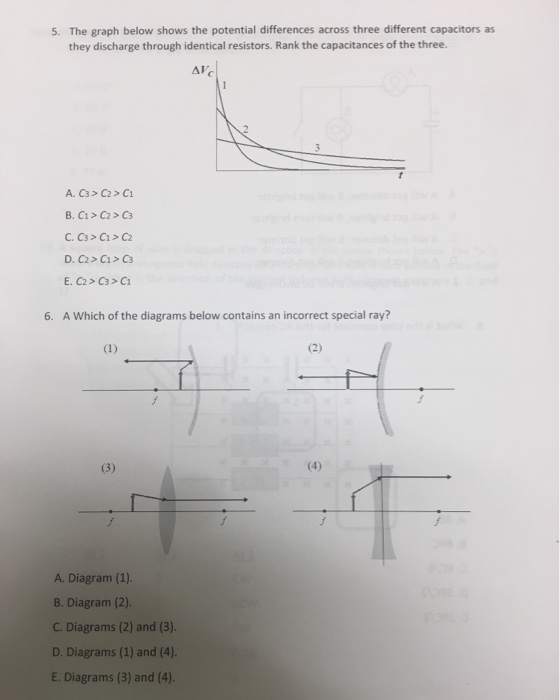 Solved 5. The graph below shows the potential differences | Chegg.com