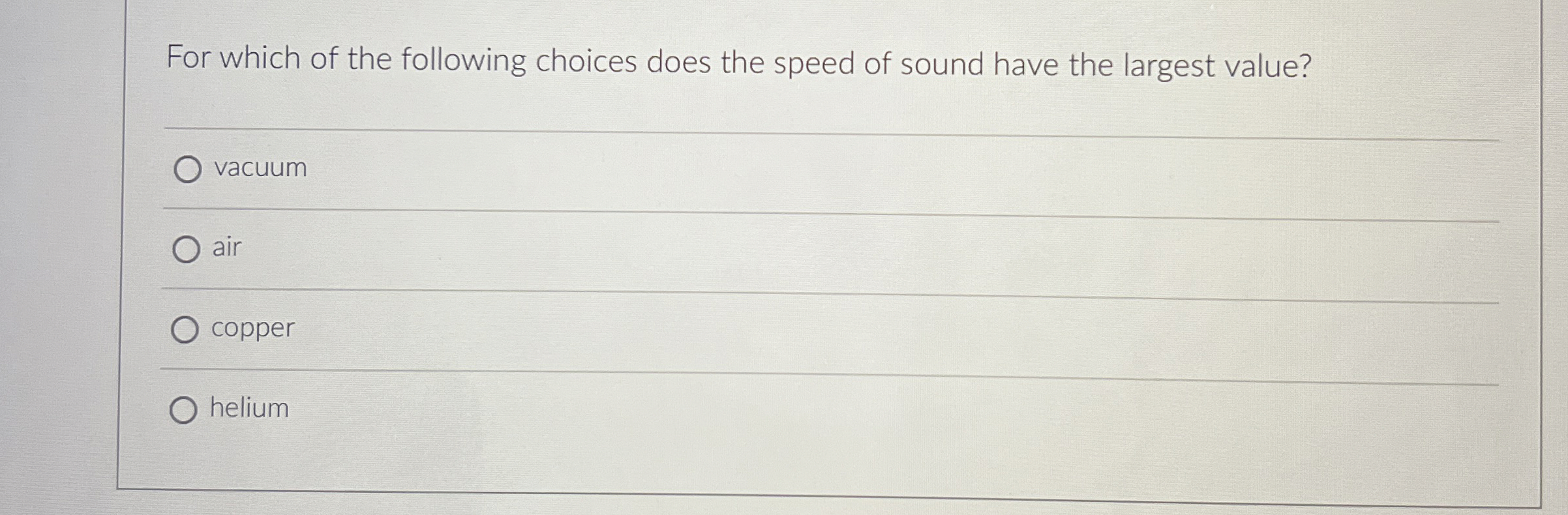 Solved For which of the following choices does the speed of | Chegg.com
