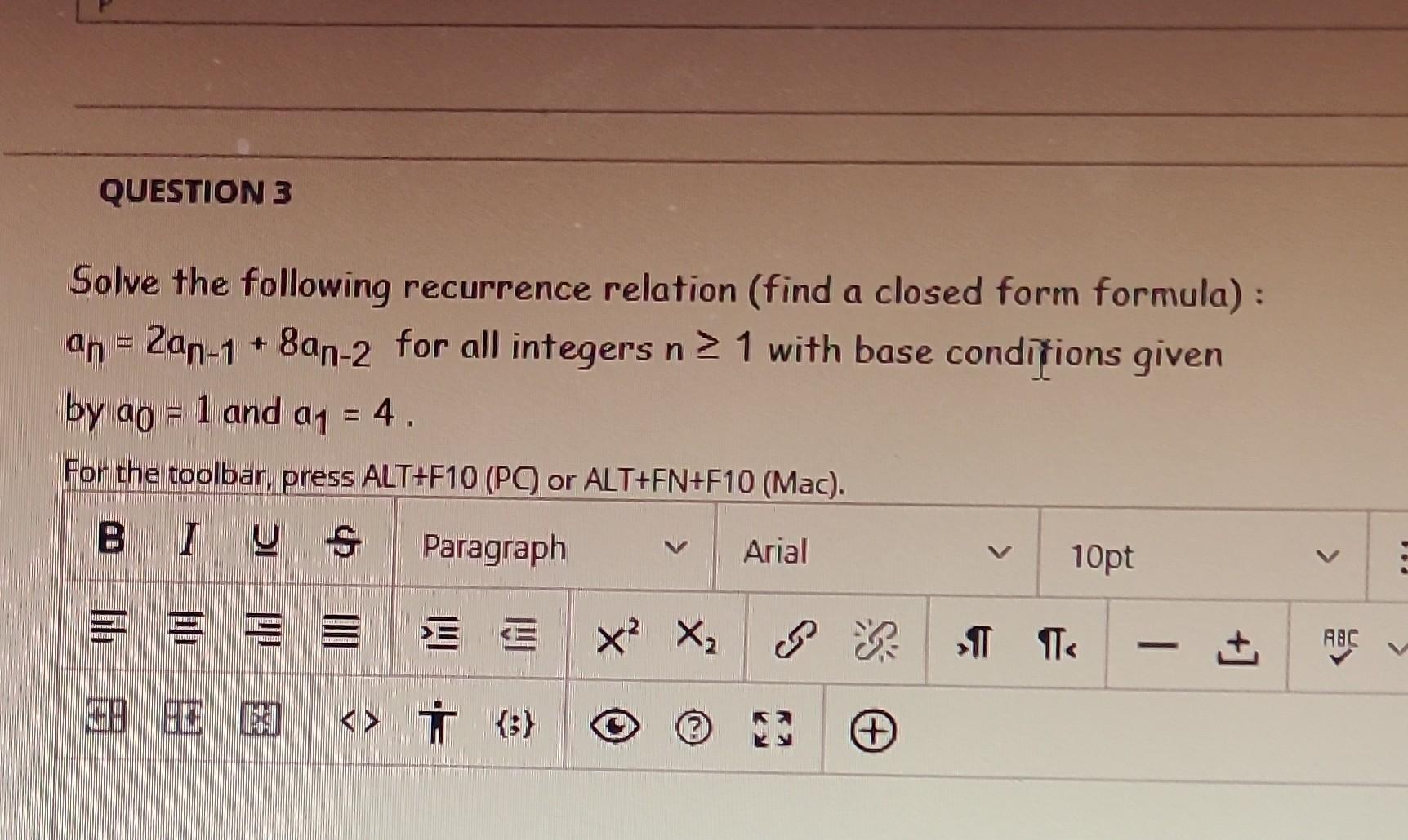 Solved Solve The Following Recurrence Relation Find A