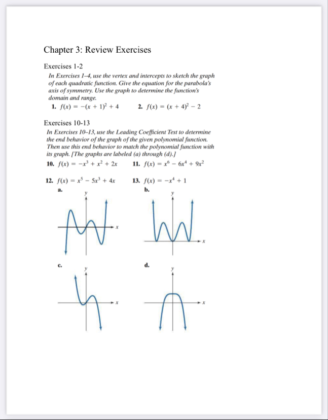 Solved Chapter 3: Review ExercisesExercises 1-2In Exercises | Chegg.com