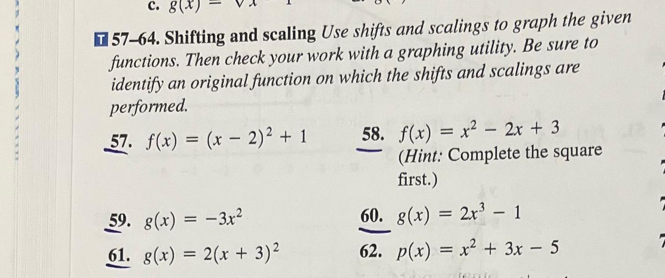 Solved IT 57-64. ﻿Shifting and scaling Use shifts and | Chegg.com