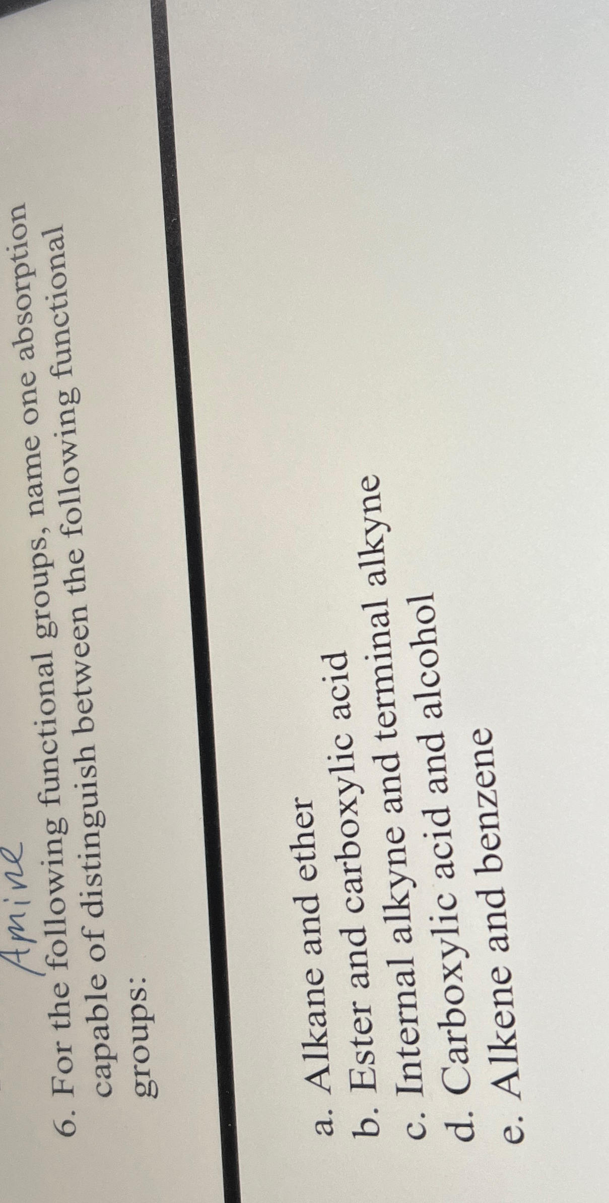 Solved For the following functional groups, name one | Chegg.com