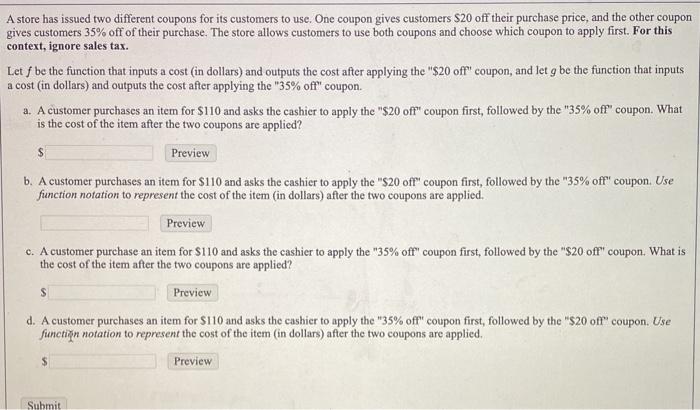 Solved A store has issued two different coupons for its | Chegg.com