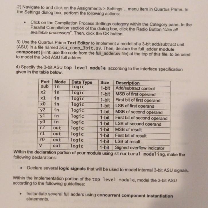 1) Using the Quartus Prime Text Editor from Quartus | Chegg.com