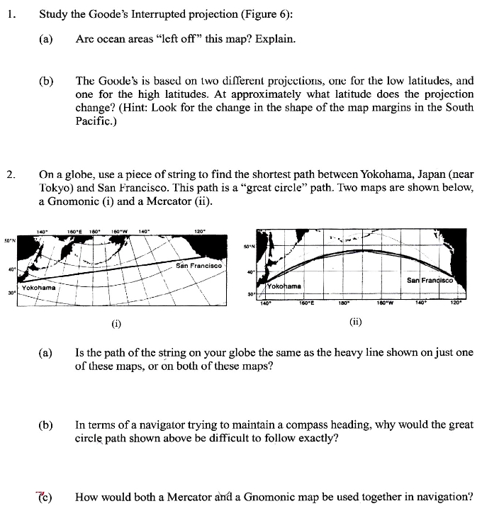 Solved 1.Study the Goode's Interrupted projection (Figure | Chegg.com