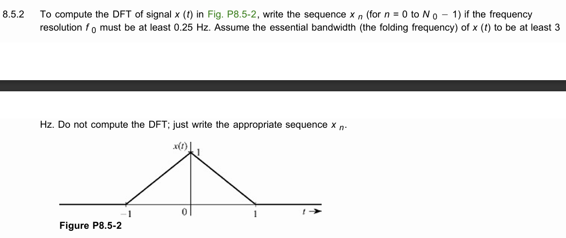 Solved 8.5.2 ﻿To compute the DFT of signal x(t) ﻿in Fig. | Chegg.com