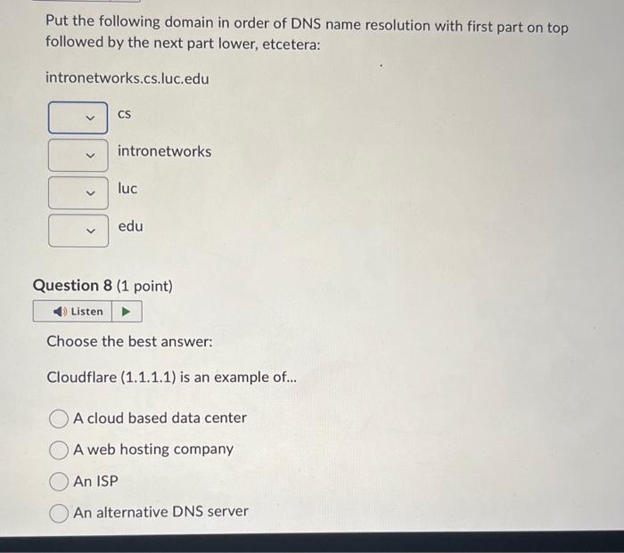 Solved Put the following domain in order of DNS name | Chegg.com