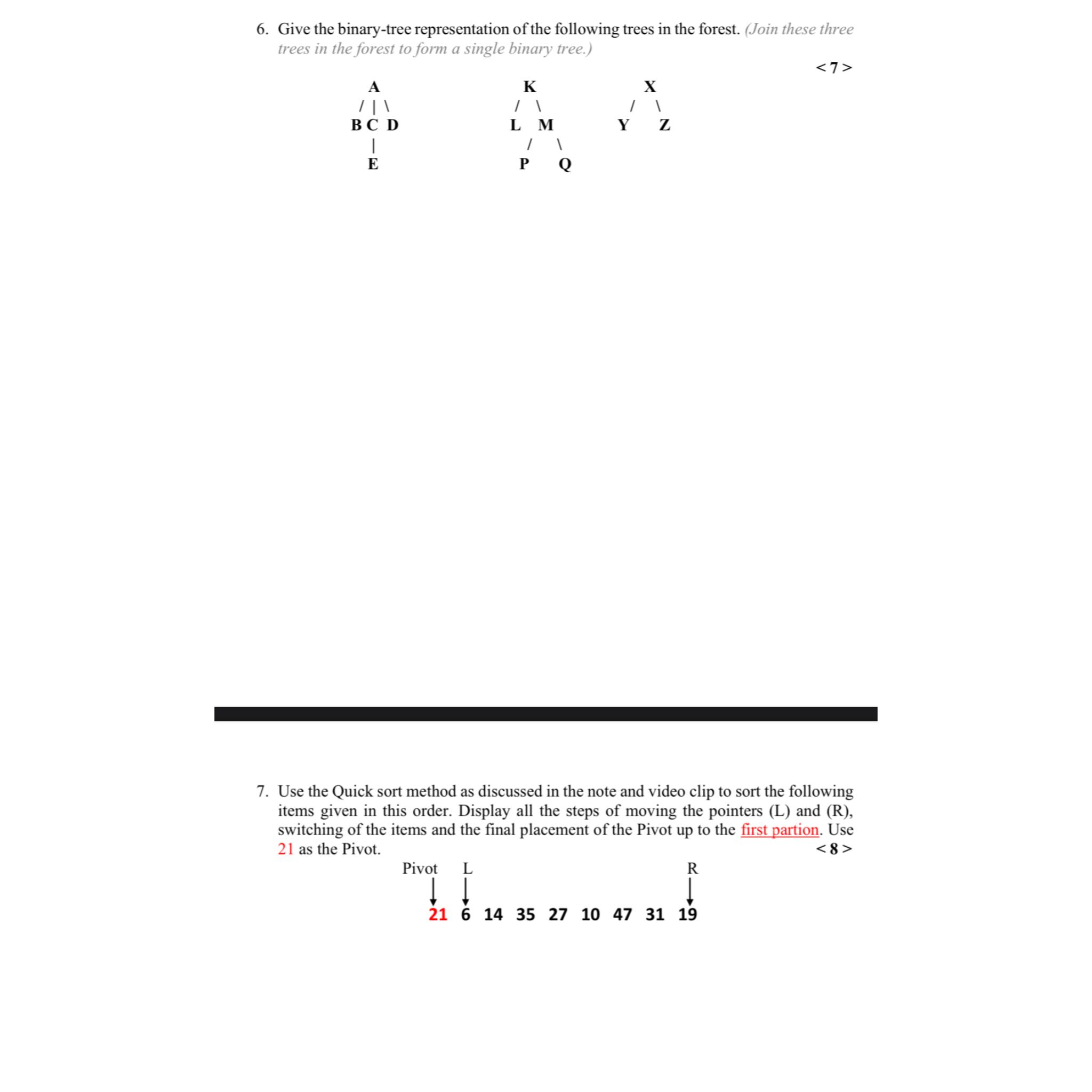 Please answer both questions Give the binary-tree | Chegg.com