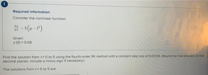 Solved Required information Consider the nonlinear function: | Chegg.com