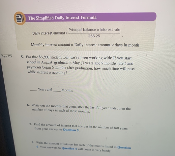 Solved The Simplified Daily Interest Formula Principal | Chegg.com