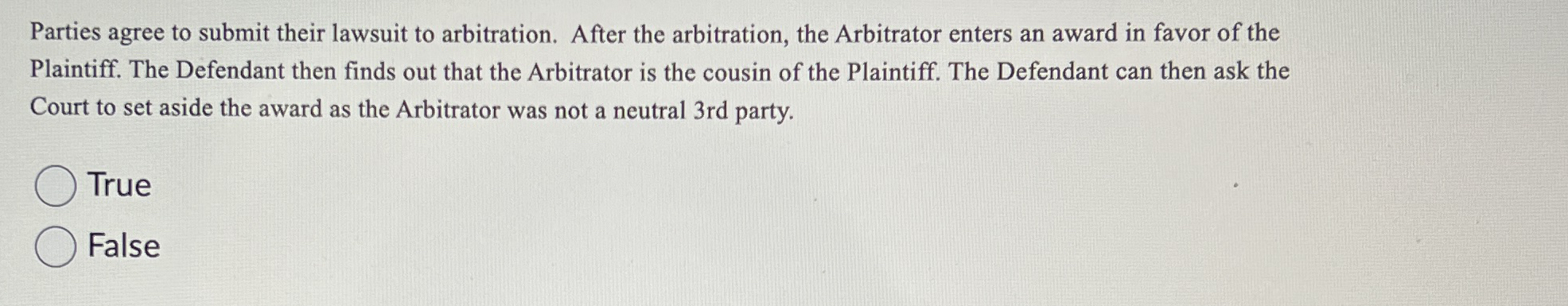 Solved Parties agree to submit their lawsuit to arbitration. | Chegg.com