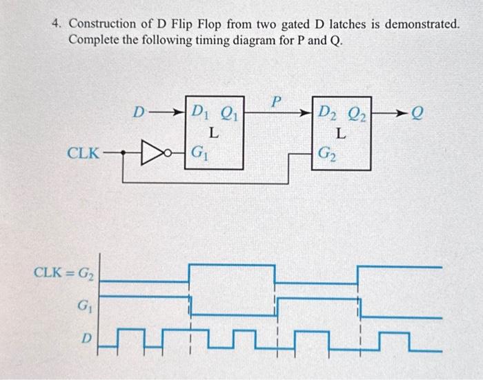 Solved 4. Construction of D Flip Flop from two gated D | Chegg.com