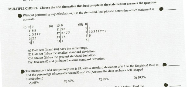 Solved MULTIPLE CHOICE. Choose the one alternative that best | Chegg.com