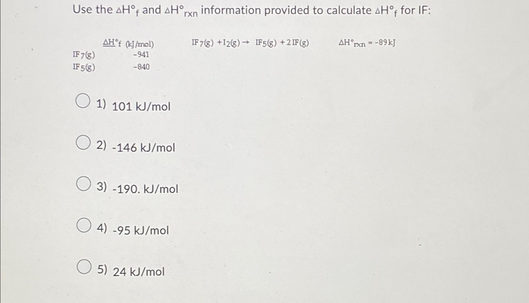 Solved Use the ΔHf° ﻿and ΔH*rxn ﻿information provided to | Chegg.com
