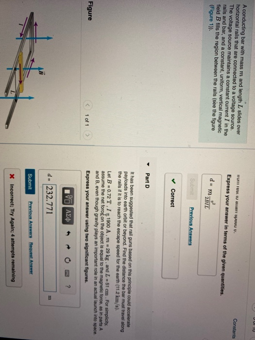 Solved то A conducting bar with mass m and length L slides | Chegg.com