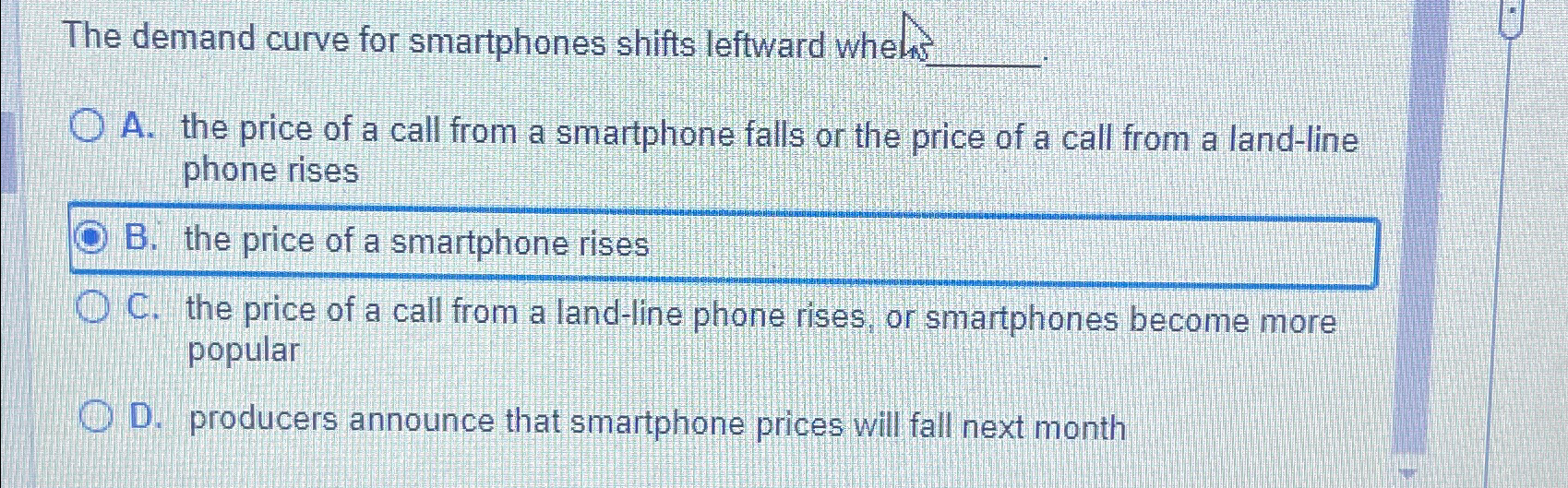Solved The demand curve for smartphones shifts leftward | Chegg.com