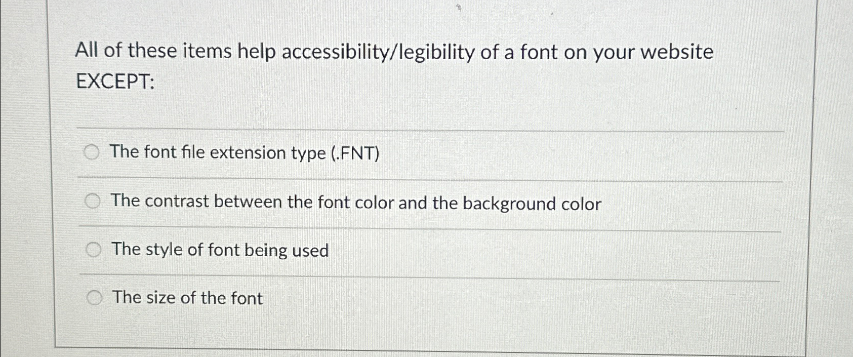 Solved All of these items help accessibility/legibility of a | Chegg.com