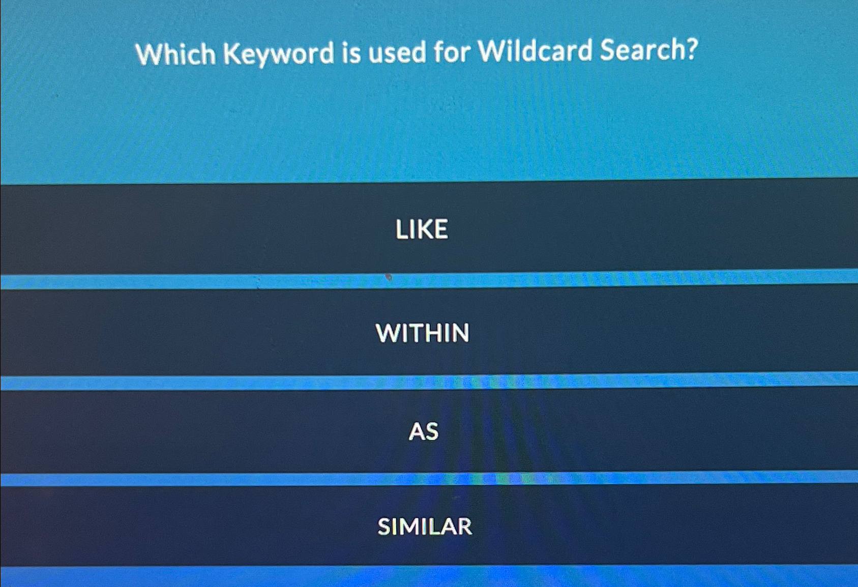 Solved Which Keyword is used for Wildcard | Chegg.com