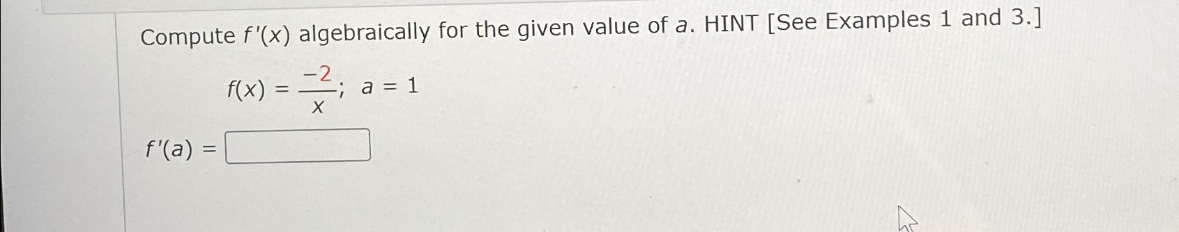 Solved Compute f'(x) ﻿algebraically for the given value of | Chegg.com